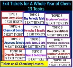 85 Chemistry Exit Tickets / Task Cards - A Whole Year of Chemistry ...